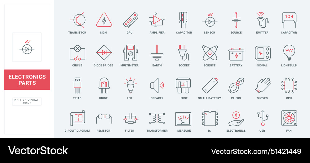 Electronic components electric circuits Royalty Free Vector