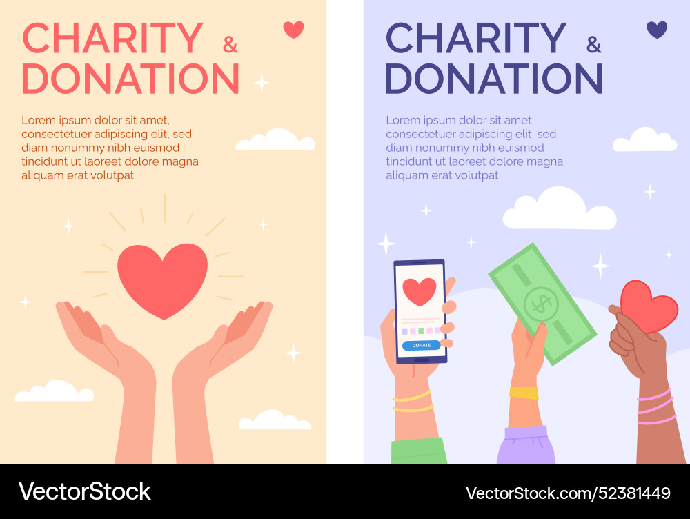 Fundraising event poster charity flyers template Vector Image