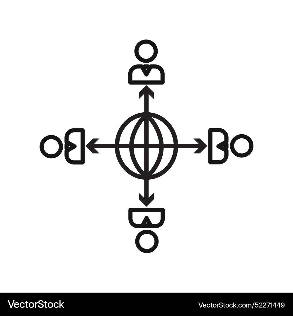 Globalization icon black line art logo Royalty Free Vector