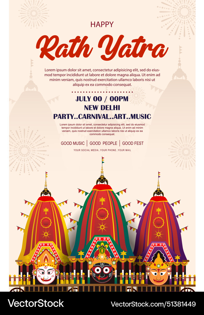 Happy rath yatra poster Royalty Free Vector Image