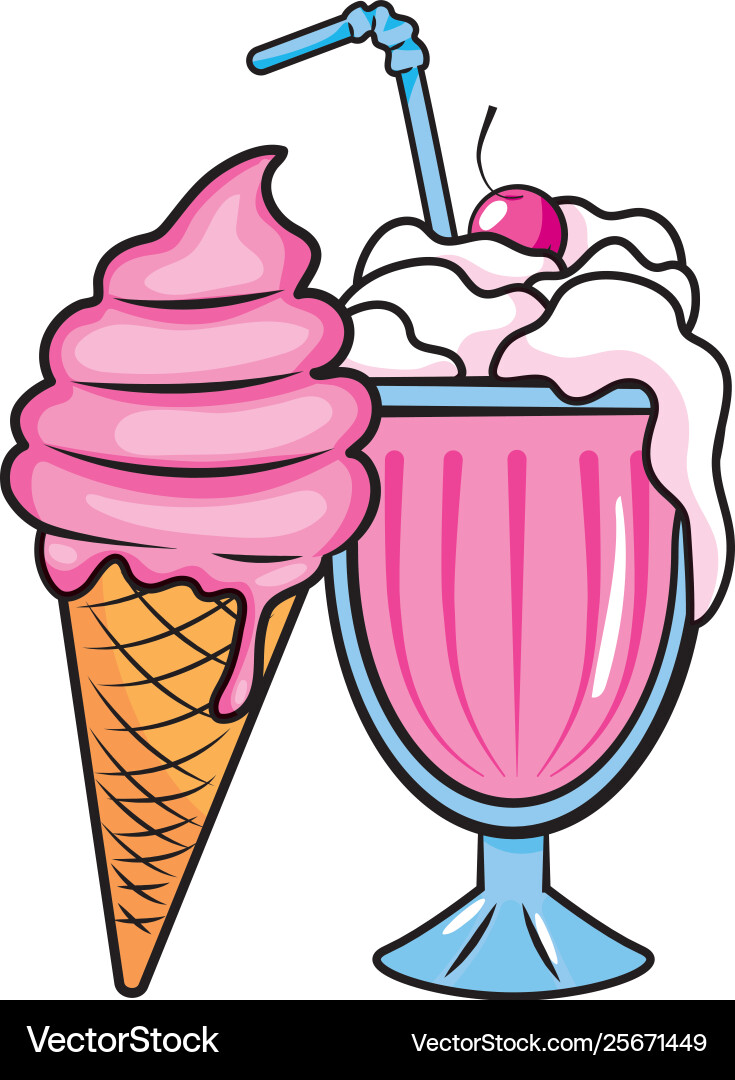 Milk shake and ice cream Royalty Free Vector Image