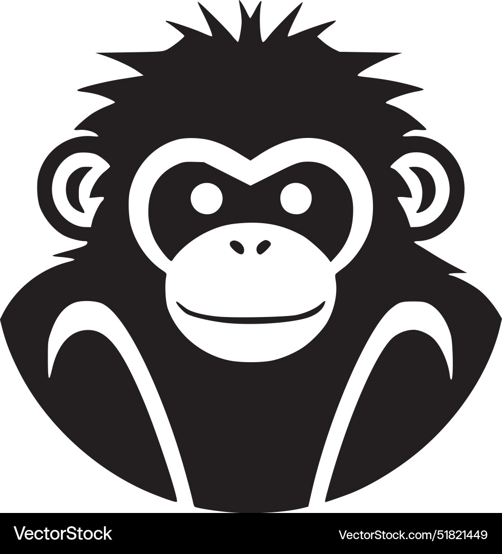 Monkey - black and white isolated icon Royalty Free Vector