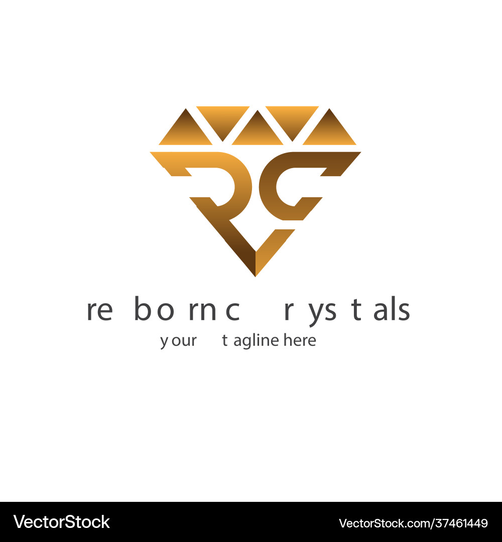 R c crystals gold logo designs simple modern Vector Image