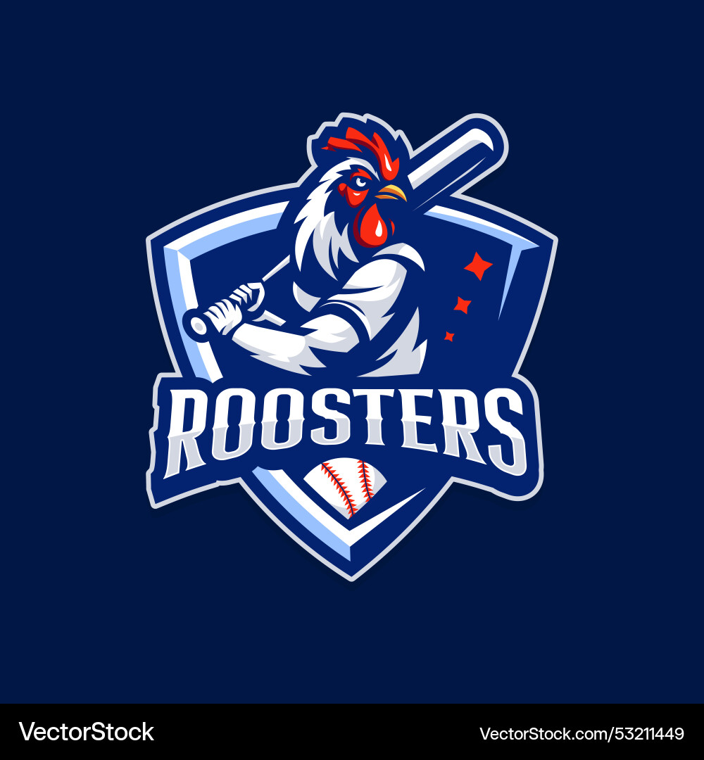 Rooster baseball Royalty Free Vector Image - VectorStock