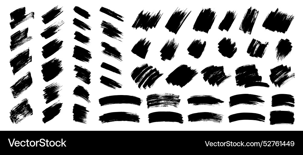 Set of black paint ink brush strokes boxes Vector Image