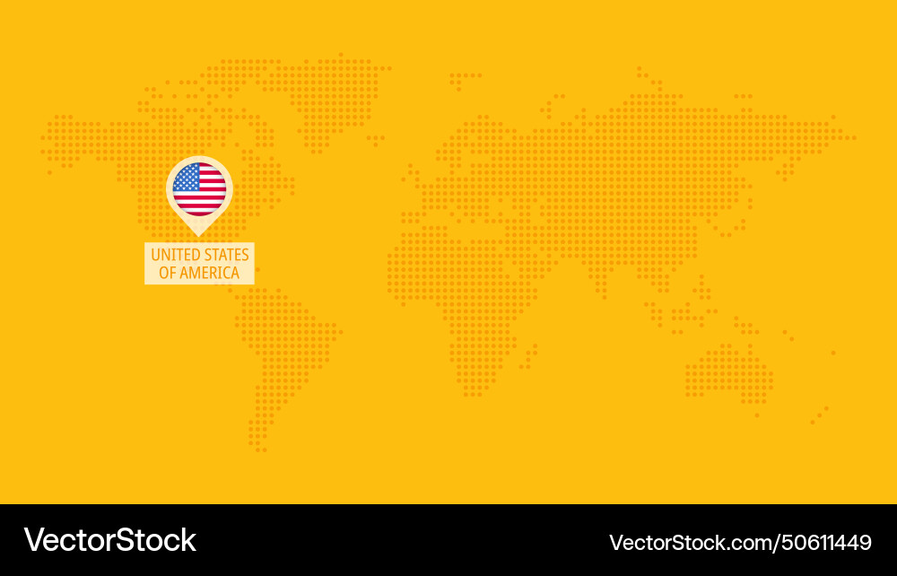 Usa flag map pin icon with world background Vector Image
