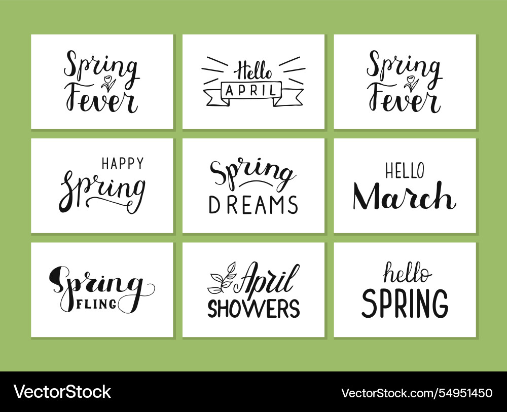 Black spring lettering hand drawn phrases Vector Image