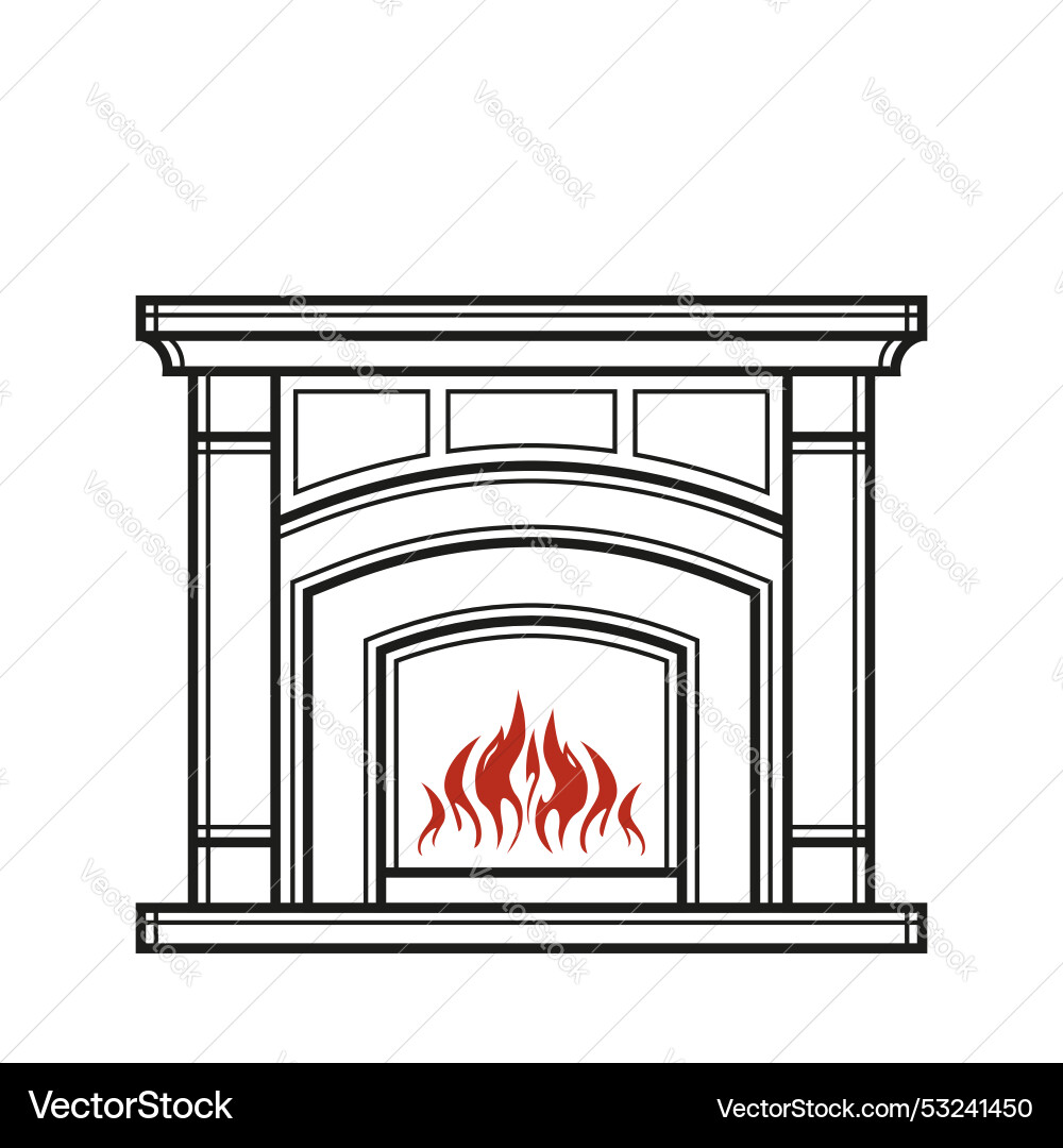 Furnace outline editable stroke icon fireplace Vector Image