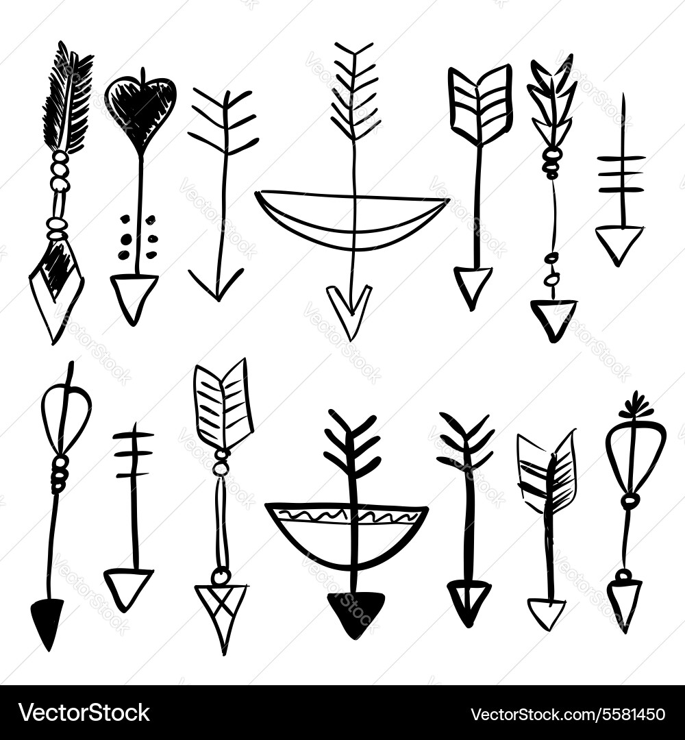 Hand drawn doodle arrows set Royalty Free Vector Image