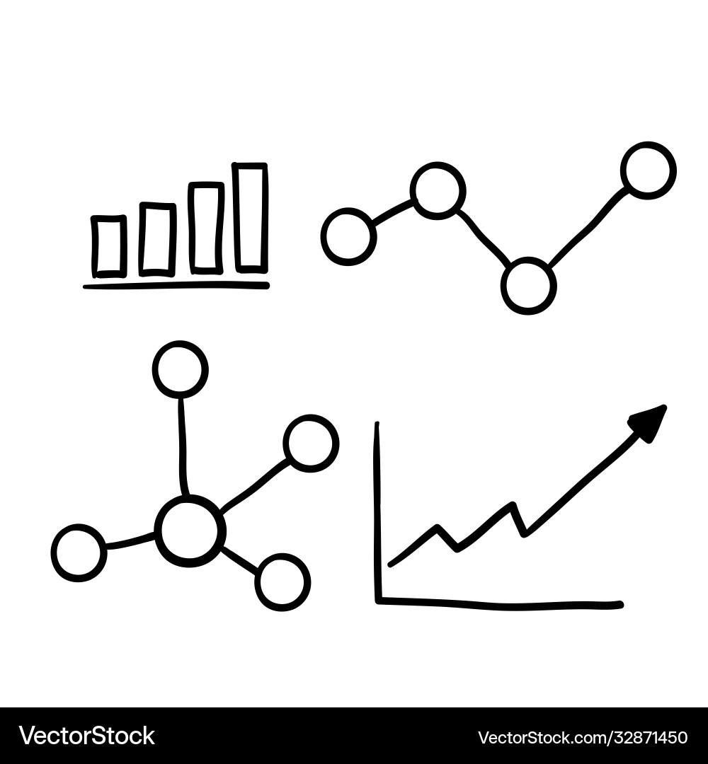 Hand drawn doodle graph line style Royalty Free Vector Image