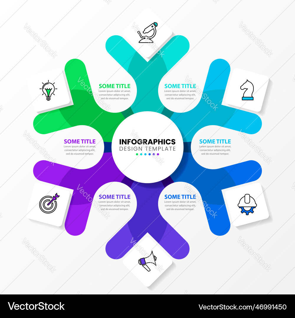Infographic template star with six steps Vector Image