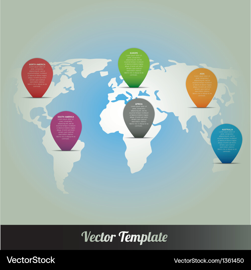 Information continent global world map Royalty Free Vector