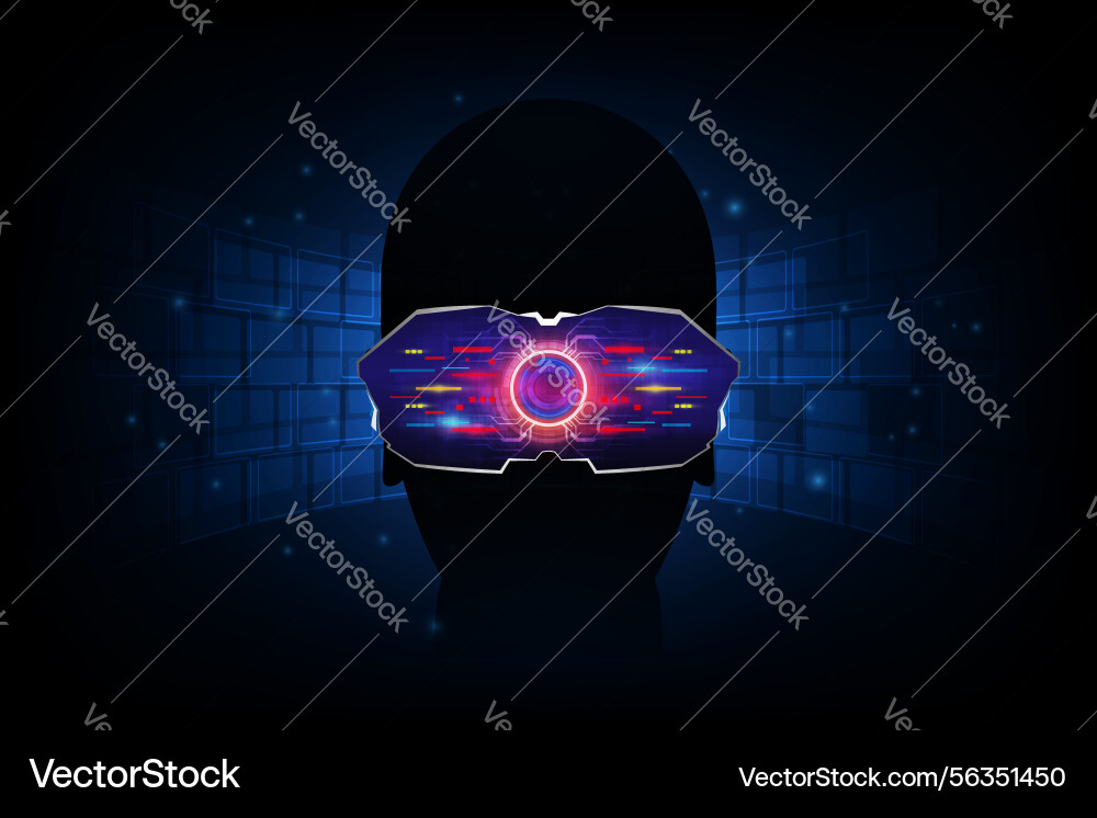 Man wearing virtual reality headset abstract vr Vector Image