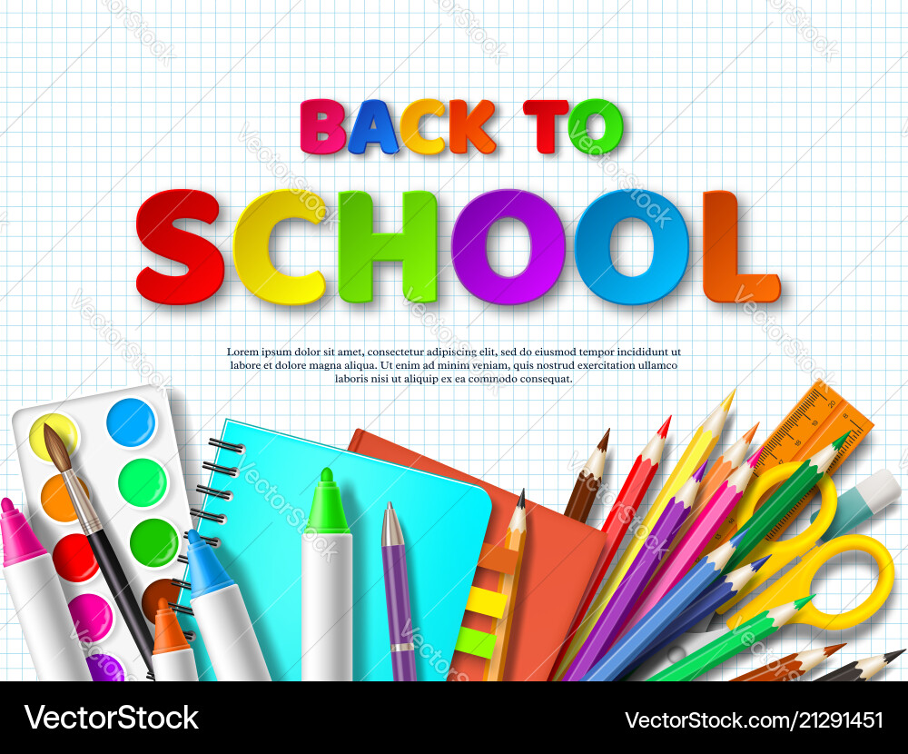 Back to school typography design with realistic Vector Image