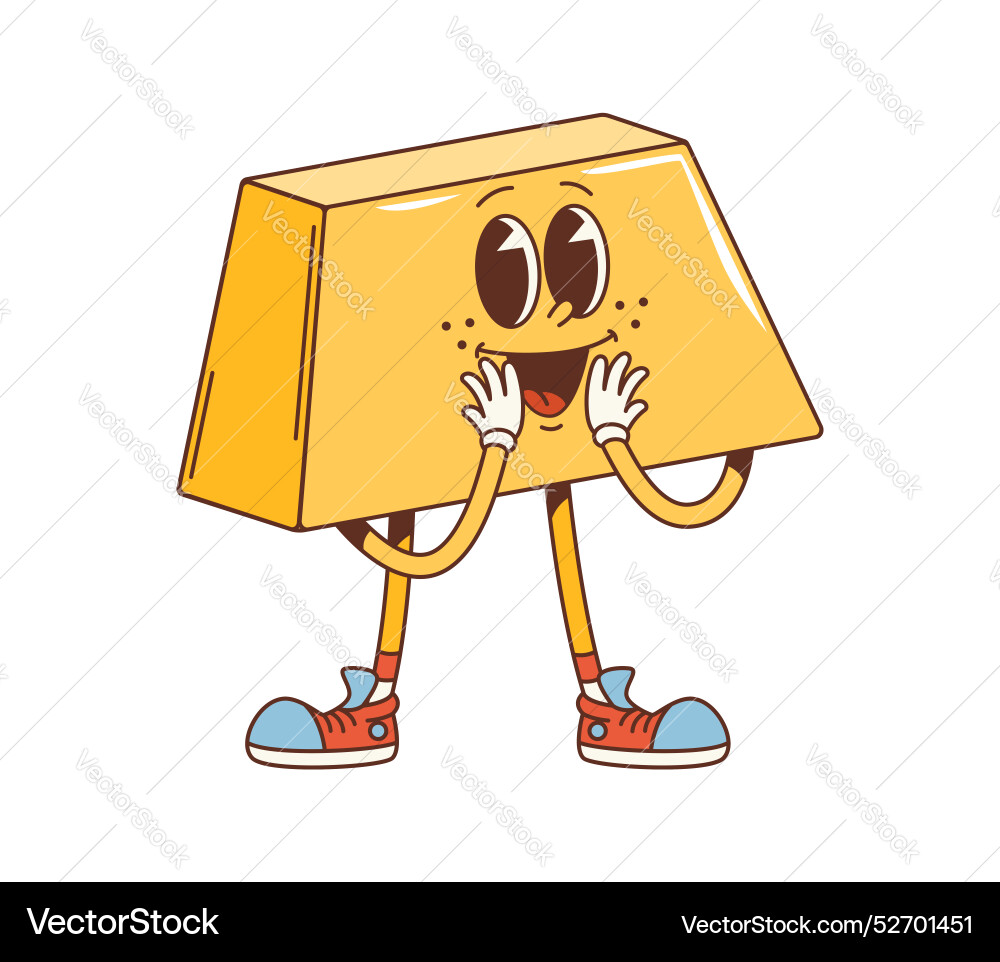 Cartoon groovy math geometric trapezoid figure Vector Image