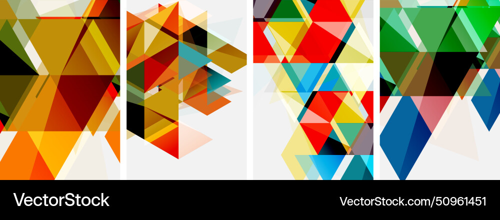 Colorful bright triangles with various colors and Vector Image