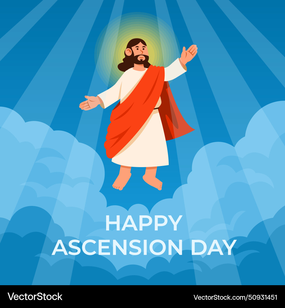 Floating up christ on the sky Royalty Free Vector Image