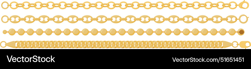 Golden jewelry chains patterns different designs Vector Image