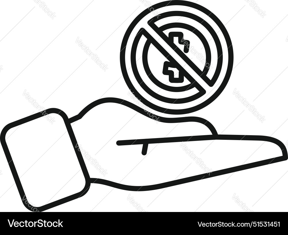 Hand holding refusal coin finance icon Royalty Free Vector