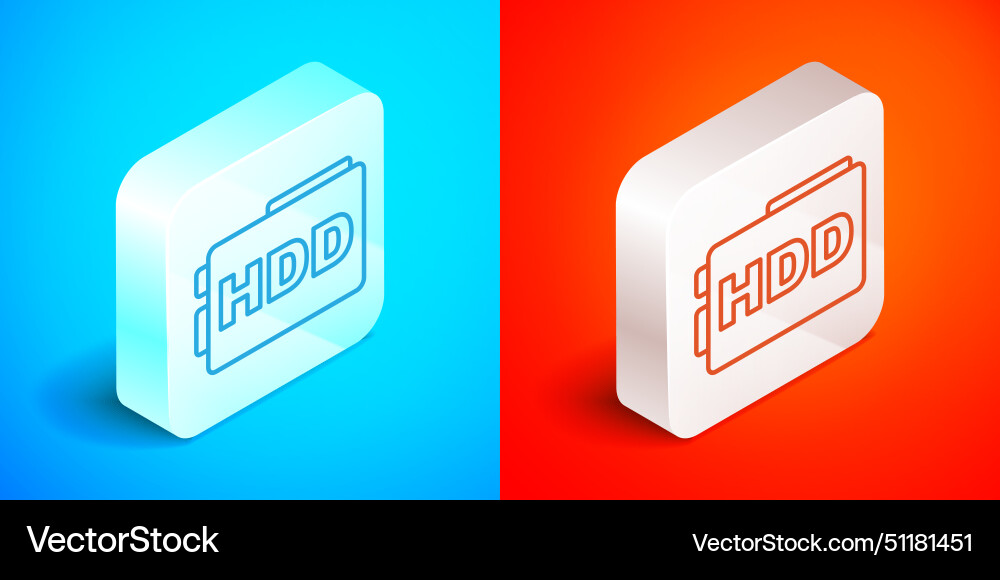Isometric Line Hard Disk Drive Hdd Icon Isolated Vector Image