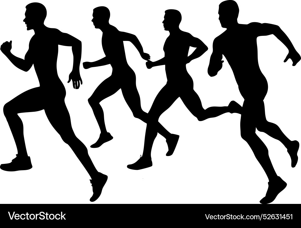 One different man running silhouettes 5 Royalty Free Vector