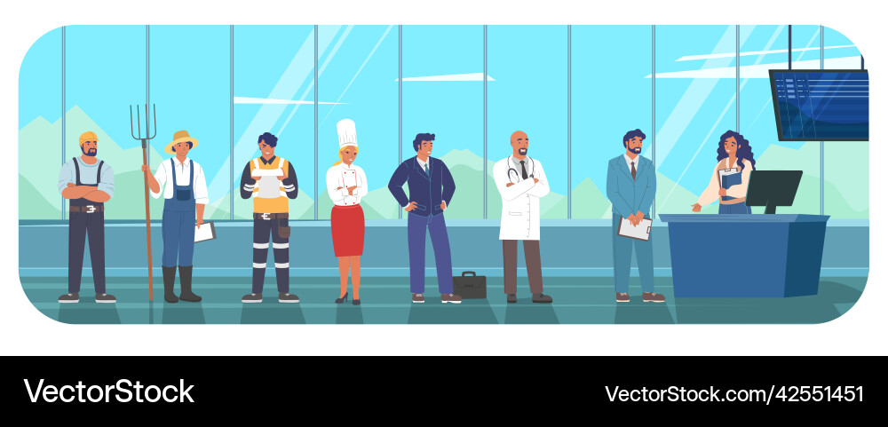 People group of various queue job exchange Vector Image