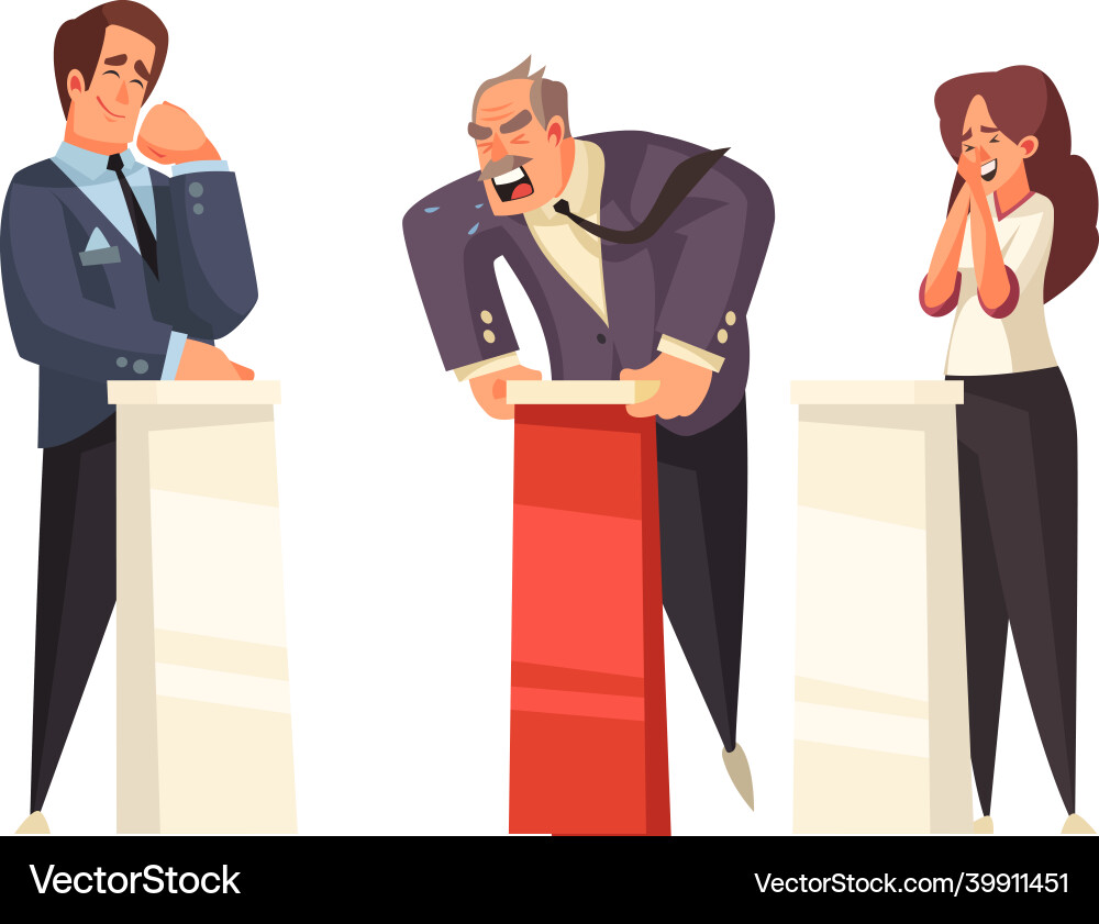 Political debate cartoon composition Royalty Free Vector