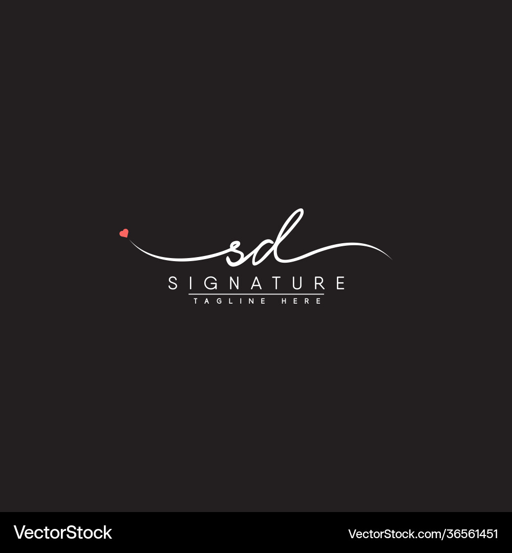 Sd initials signature logo - handwritten Vector Image