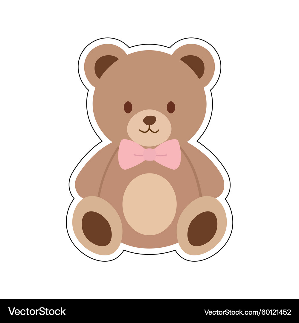 Adorable Teddy Bear with Pink Bow Royalty Free Vector Image