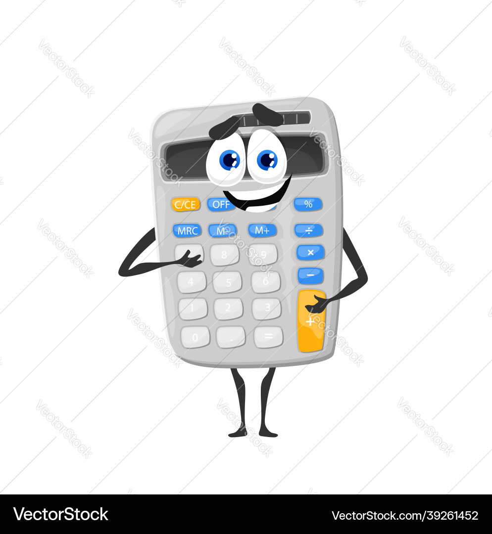 Cartoon cute school calculator character Vector Image