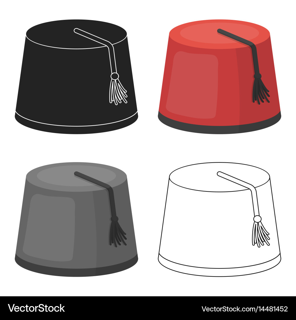 Fez icon in cartoon style isolated on white Vector Image