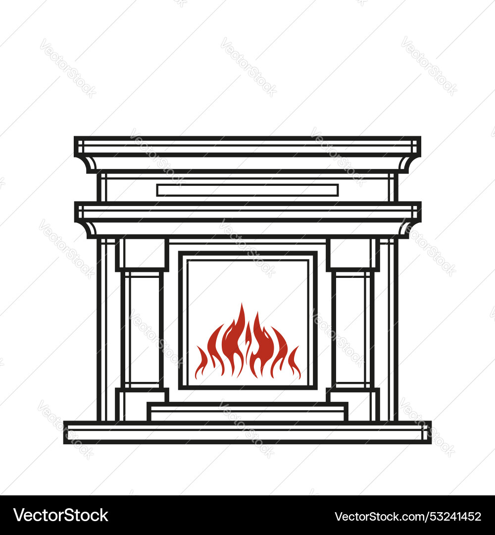 Furnace outline editable stroke icon fireplace Vector Image