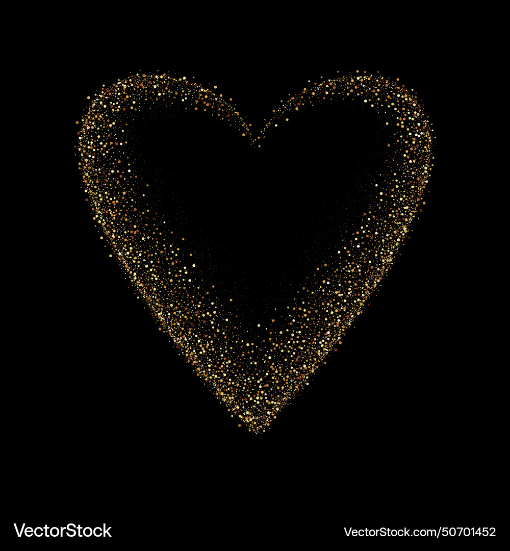 Gold glitter heart frame luxury shimmer Royalty Free Vector
