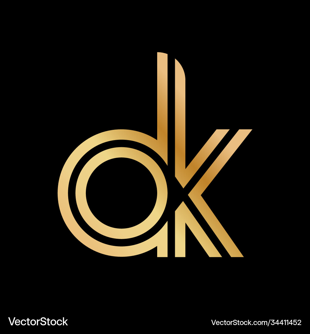 Lowercase letters o and k flat bound design Vector Image