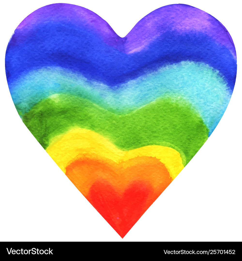 Rainbow Heart Watercolor Art Royalty Free Vector Image