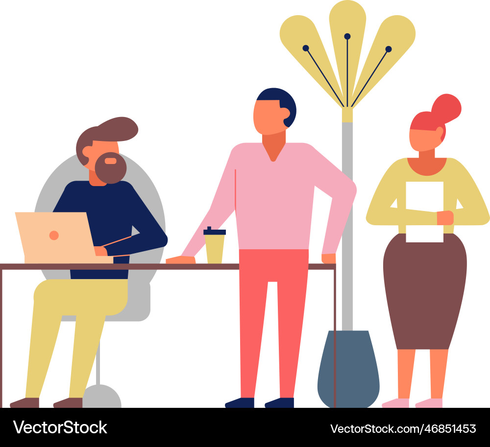 Coworking flat composition Royalty Free Vector Image