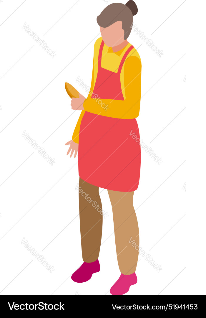 Female baker holding bread standing in uniform Vector Image