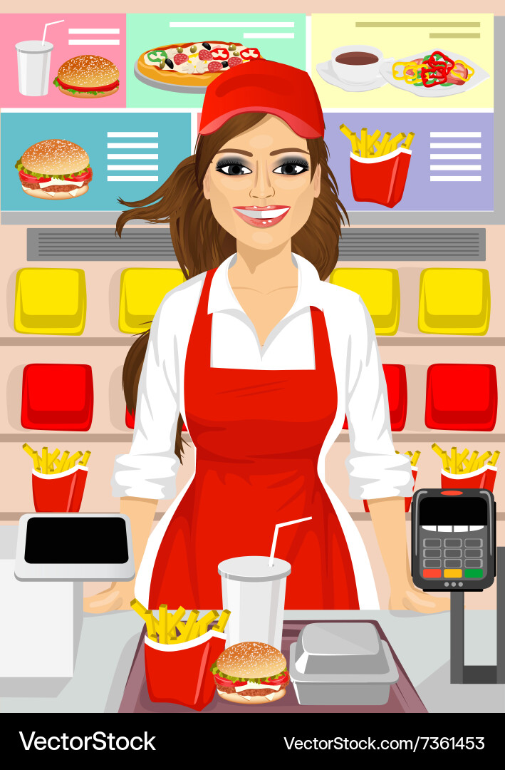 Female Fast Food Worker Royalty Free Vector Image