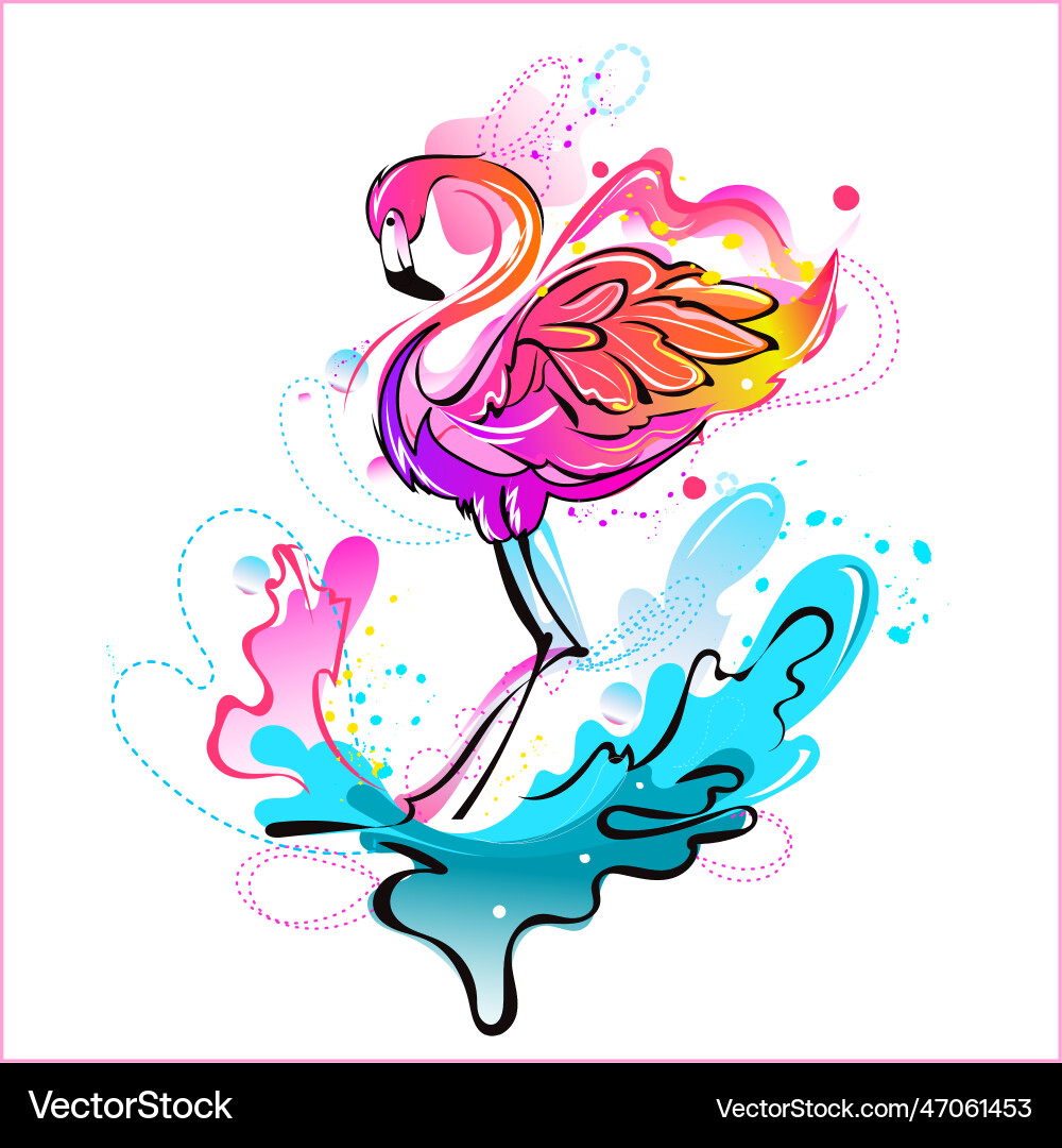 Flamingo rainbow color for print Royalty Free Vector Image