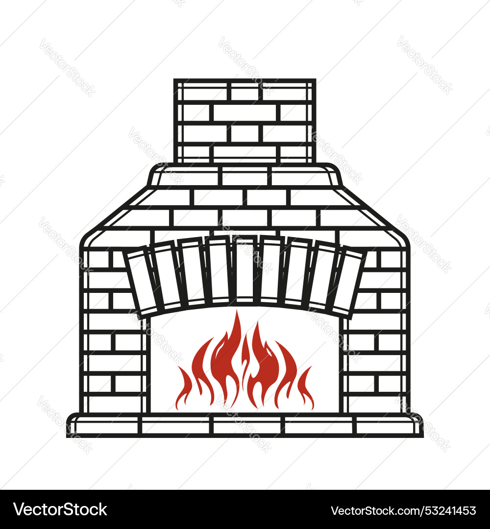 Furnace outline editable stroke icon fireplace Vector Image