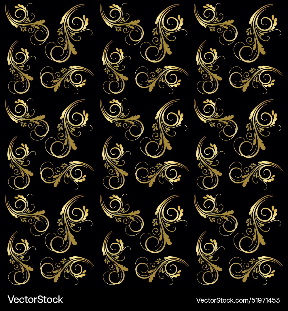Gold floral background pattern Royalty Free Vector Image