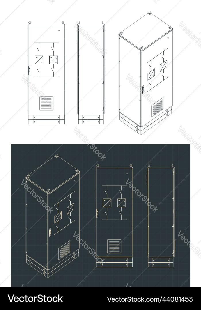 High voltage stabilizer blueprints Royalty Free Vector Image