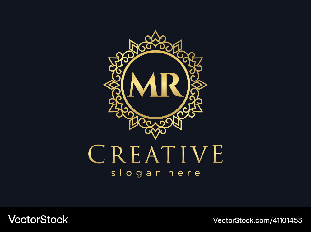 Mr initial letter luxury calligraphic feminine Vector Image