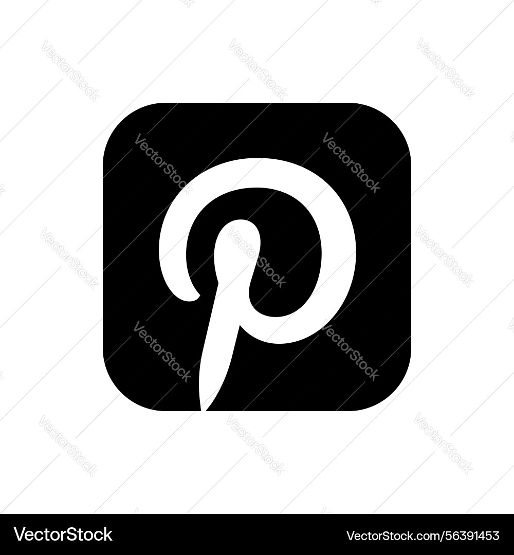 Pinterest black logo icon pin app editable svg Vector Image