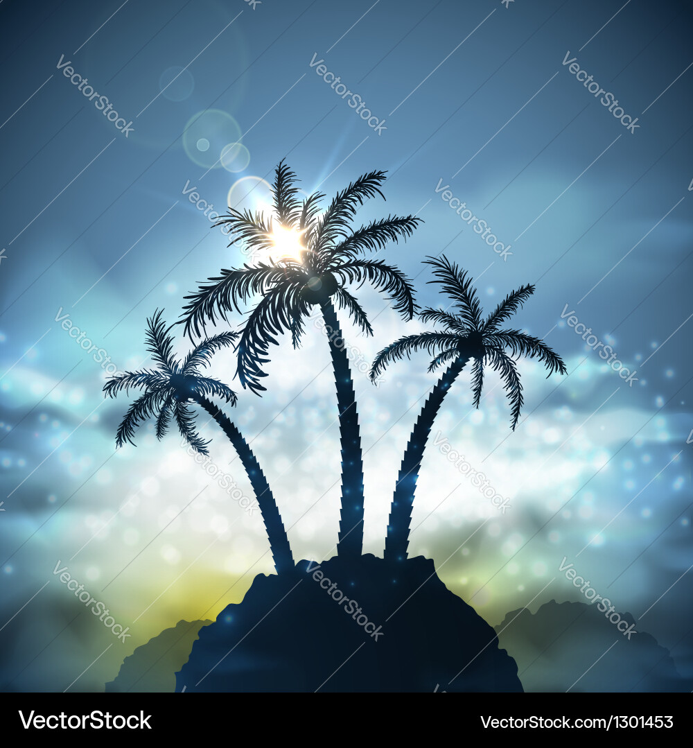 Three palm trees Royalty Free Vector Image - VectorStock