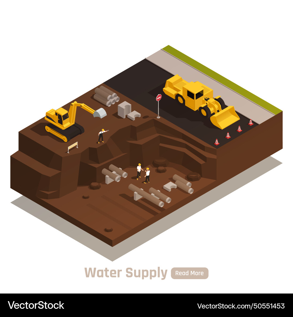 Water supply isometric composition Royalty Free Vector Image