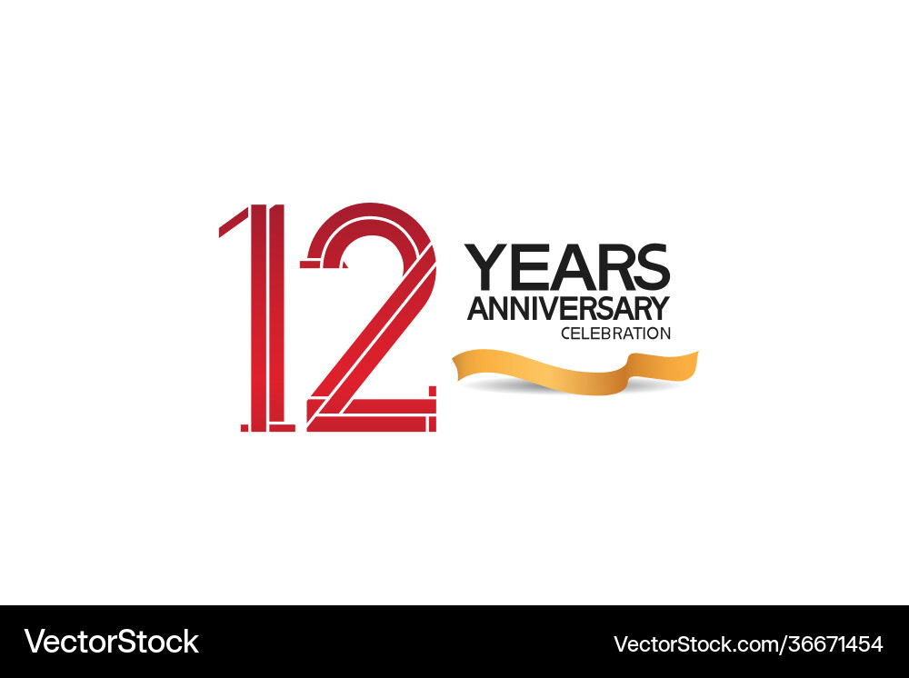 12 years anniversary template with red color Vector Image