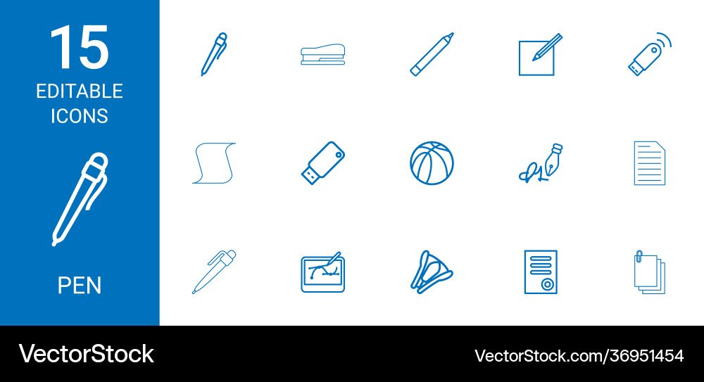 15 pen icons Royalty Free Vector Image - VectorStock