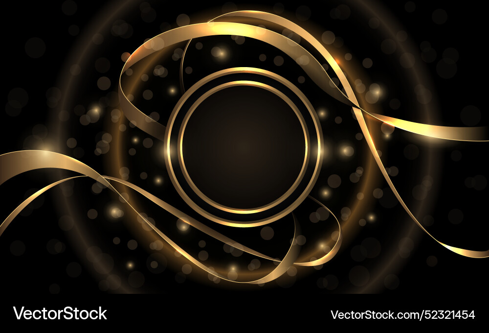Abstract luxury gold circle ribbon wave curve Vector Image