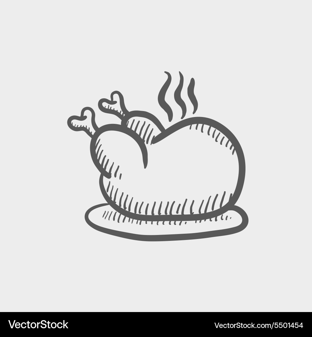 Baked whole chicken sketch icon Royalty Free Vector Image